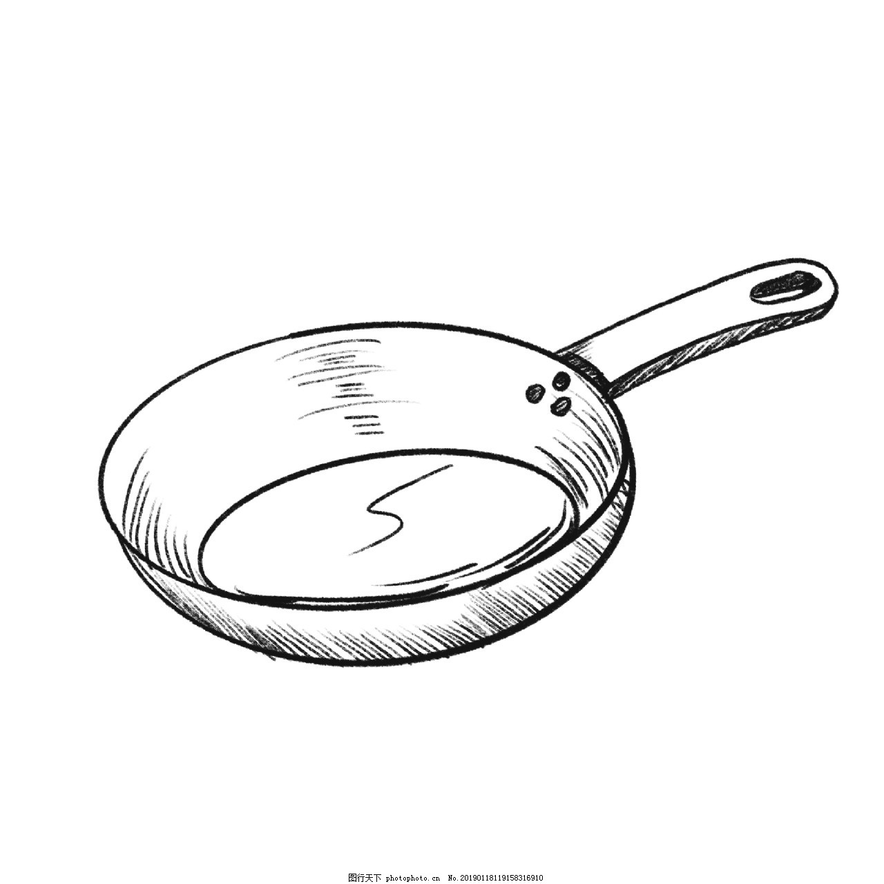 简约手绘卡通中式炒锅平底锅不粘锅图片_生物静物_设计元素-图行天下素材网