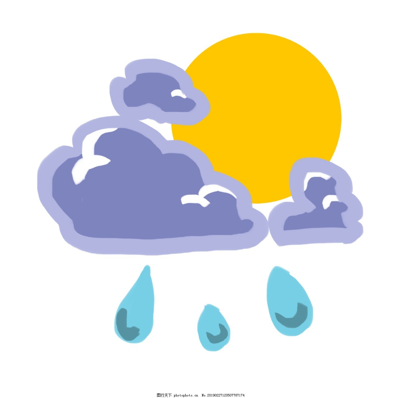 阵雨天气图标插画图片_图标元素_设计元素-图行天下素材网